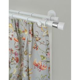 Garesa Gardinenstange &Oslash; 20 mm 2 l&auml;ufig-l&auml;ufig Wunschma&szlig;l&auml;nge Vorhanggarnitur, verl&auml;ngerbar, Wandmontage, Endknopf 2-farbig wei&szlig; Eisen B/L: 200cm &Oslash; 