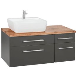 Welltime Waschbeckenunterschrank &raquo;Davos&laquo; Badm&ouml;bel, Waschtisch inkl. Waschbecken, Breite 90 cm grau graphit, B/H/T: 90cm x 55cm x 47cm, Becken links