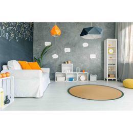 CarpetFine Sisalteppich &raquo;Sisal&laquo; rund 5 mm H&ouml;he mit farbiger Bord&uuml;re, Anti-Rutsch R&uuml;ckseite gr&uuml;n Sisal &Oslash; 60cm 1 Stk., 5mm, &Oslash; 60cm