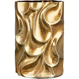 Casablanca by Gilde Tischvase &raquo;Relief, H&ouml;he ca. 36 cm, mit Dellen-Struktur&laquo; dekorative Vase aus Keramik, Blumenvase gold Keramik B/H/T: 25cm x 36cm x 