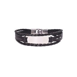 Firetti Herren Lederarmband &raquo;Schmuck Geschenk Armschmuck ID-Armband- Optik&laquo; Made in Germany schwarz 20cm, Edelstahl Leder