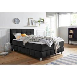 Home Affaire Boxspringbett &raquo;Salo XXL&laquo; in Samtoptik oder Struktur, 6 Breiten in &Uuml;berl&auml;nge 220cm, 4 H&auml;rtegrade grau Samtoptik, Liegefl&auml;che B/L: 140cm x 