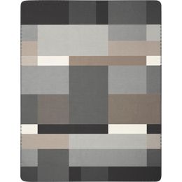 Biederlack Wohndecke &raquo;Black Part&laquo; mit modernem Karo, mit Zierstich schwarz Baumwolle, Polyacryl, Polyester B/L: 180cm x 220cm