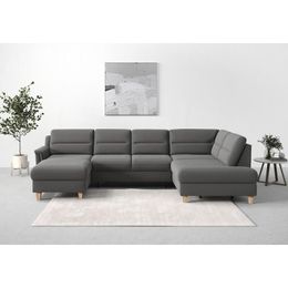 Sit & More sit&more Wohnlandschaft &raquo;Far&ouml; U-Form&laquo; inklusive Federkern, wahlweise mit Schlaffunktion und Bettkasten grau B/H/T: 325cm x 90cm x 187cm, Luxus-