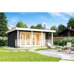 Nordic Holz Gartenhaus &raquo;LIVERPOOL 1&laquo; grau Massivholz Fu&szlig;boden im Gartenhaus, ohne Dacheindeckung