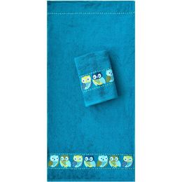 Dyckhoff Handt&uuml;cher &raquo;Eulen&laquo; mit s&uuml;&szlig;en Eulen blau Walkfrottee, Obermaterial: 100% Baumwolle B/L: 50cmx100cm, 2 Stk., Eulen, Walkfrottee