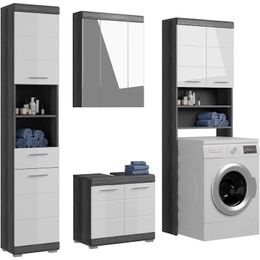 Welltime Badm&ouml;bel-Set &raquo;SIENA, 4 teilig, bestehend aus:&laquo; Set, TOPSELLER!, 4 Stk. tlg. wei&szlig; Holzwerkstoff, MDF B/H/T: 190cmcm x 191cmcm x 34cmcm