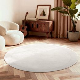 Villeroy & Boch Teppich &raquo;Wollteppich Kivi&laquo; rund 17 mm H&ouml;he Handgewebt, Wolle, Bord&uuml;re, Einfarbig, L&auml;ufer, Wohnzimmer, Organisch wei&szlig; Nylon, Wolle &Oslash; 200cm 1 Stk., 17mm