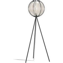 Eglo Stehlampe &raquo;Waverton Stehlampe, Standleuchte, Metall, Holz, Textil in Wei&szlig;, E27&laquo; E27 1 Stk. Stehleuchte - H143 x &Oslash;40 cm - schwarz - 1X40W exkl. 