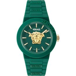 Versace Herren Quarzuhr &raquo;V-POP GENTS&laquo; Armbanduhr, Herrenuhr, Swiss Made, Silikonarmband, analog, Saphirglas gr&uuml;n Einheitsgr&ouml;&szlig;e