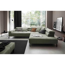 Home Affaire Ecksofa &raquo;Claya, 311 cm breit, L-Form, inkl. Kopfteilverstellung&laquo; mit elektrischem Sitzvorzug im Hauptelement gr&uuml;n 95% Polyester, 5% Nylon