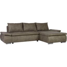 Home Affaire Ecksofa &raquo;Acra L-Form&laquo; mit Bettfunktion und Bettkasten, in Mattenoptik grau 100% Polyester B/H/T: 266cm x 83cm x 175cm, Luxus-Microfaser 