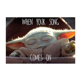 Komar Bild &raquo;Mandalorian The Child Music&laquo; Disney Star Wars 1 Stk. tlg. Wandbild zur Dekoration im Kinderzimmer - ohne Rahmen bunt Holz, Papier B/H/T: 70cm x 