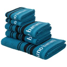 Bruno Banani Handtuch Set &raquo;Daniel, 1 Duschtuch 70x140, 2 Handt&uuml;cher 50x100, 2 G&auml;stet&uuml;cher 30x50&laquo; Set 5 Walkfrottee Streifen-Bord&uuml;re & Markenlogo, weich, 100% 