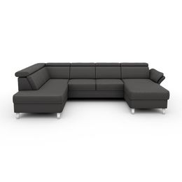 Sit & More sit&more Wohnlandschaft &raquo;Vincenzo U-Form&laquo; inklusive Kopfteilverstellung, optional Schlaffunktion & Bettkasten grau B/H/T: 317cm x 84cm x 93cm, Luxus-