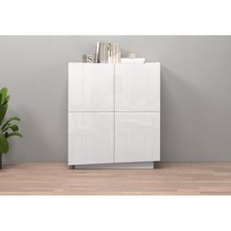 OTTO home Highboard &raquo;VELA, H&ouml;he 120 cm, Design mit schr&auml;gen T&uuml;ren, 8 F&auml;cher, Made in Italy&laquo; 1 Stk. tlg. Hochglanz lackierte Fronten, Ma&szlig;e-B/T/H: 