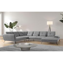 OTTO home Wohnlandschaft &raquo;Mikado U-Form&laquo; inkl. Sitztiefenverstellung und Armteilverstellung silber 100% Polyester B/H/T: 376cm x 88cm x 297cm, 
