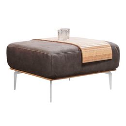 W.Schillig Polsterhocker &raquo;run&laquo; mit elegantem Holzsockel, F&uuml;&szlig;e in Chrom gl&auml;nzend, Breite 75 cm braun Stoff S37 (100% Polyester);ROHLEDER Chenille-