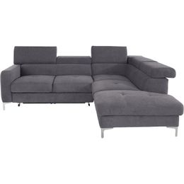COTTA Ecksofa &raquo;Sammy L-Form&laquo; mit Kopfteilverstellung, wahlweise mit Schlaffunktion & Bettkasten grau Struktur (100% Polyester );Chenille (90% 