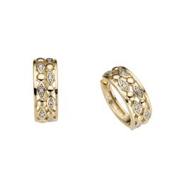 Firetti Damen Paar Creolen &raquo;Schmuck Geschenk Gold 585, Zeitlos, teilw. rhodiniert&laquo; mit Brillant - Verschnittfassung wei&szlig; 0,04, 0,04 P2 = erkennbare 