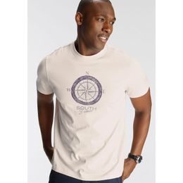 Delmao Herren DELMAO T-Shirt Kurzarm, bedruckt, Rundhals, aus Baumwolle beige S (44/46)