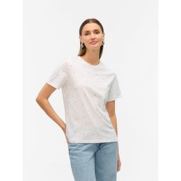 V&eacute;ro Moda Vero Moda Damen Kurzarmshirt &raquo;VMPAULINA AOP SS T-SHIRT GA JRS NOOS&laquo; Baumwolle, regular fit wei&szlig; M
