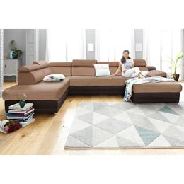 Sit & More sit&more Wohnlandschaft &raquo;Xenia U-Form&laquo; wahlweise mit Schlaffunktion braun Kunstleder SOFTLUX ;Luxus-Microfaser ALTARA NUBUCK (100% Polyester);Luxus-