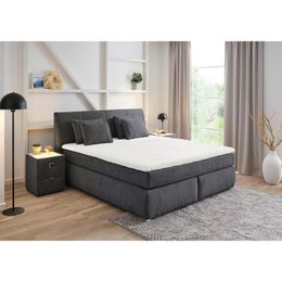 Jockenh&ouml;fer Boxspringbett &raquo;"Carla", wahlweise mit oder ohne Bettkasten&laquo; inkl. 4 Kissen, erh&auml;ltlich in den Breiten 160 & 180cm grau Topper: 100% Polyurethan, Bezug