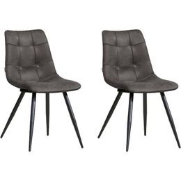 OMG Design Esszimmerstuhl &raquo;Peak&laquo; (Set) 2 Stk.moderne Sitzschale in Microfaser Lederoptik grau Stoff B/H/T: 48cm x 88cm x 65cm, 2 Stk., Stoff uni