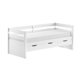Vipack Funktions-Kojen Bett mit Umrandung, 3 Schubladen u. Rolllattenrost, Liegefl&auml;che 90 x 200, Ausf. Wei&szlig; lackiert