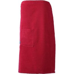 Egeria Sarong &raquo;Aron, ideal f&uuml;r Sauna & Spa&laquo; 1 Stk. mit Kn&ouml;pfen, reine Baumwolle, One-Size rot Walkfrottee L: 77cm