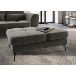 Sit & More sit&more Hocker &raquo;Bendigo&laquo; mit Klappfunktion, Bodenfreiheit 12 cm, wahlweise in 2 Fu&szlig;farben grau B/H/T: 114cm x 42cm x 71cm, Samtoptik,mit schwarzem 