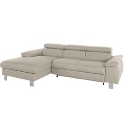 COTTA Ecksofa &raquo;Komaris L-Form, B: 244 cm&laquo; mit Kopfteilverstellung, optional Schlaffunktion, Bettkasten & Licht grau Microfaser PRIMABELLE (100% 