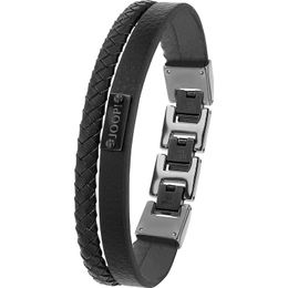 JOOP! Herren JOOP! Lederarmband &raquo;2039000&laquo; schwarz 21,5cm, Edelstahl Leder