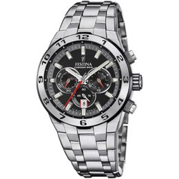 Festina Herren Chronograph &raquo;Chrono Bike 2024&laquo; Armbanduhr, Quarzuhr, Herrenuhr, Stoppfunktion, Edelstahlarmband silber Einheitsgr&ouml;&szlig;e