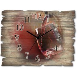 Artland Wanduhr &raquo;Wein - Rotwein&laquo; wahlweise mit Quarz- oder Funkuhrwerk, lautlos ohne Tickger&auml;usche rot B/H/T: 40cm x 30cm x 0,6cm, Funkuhr