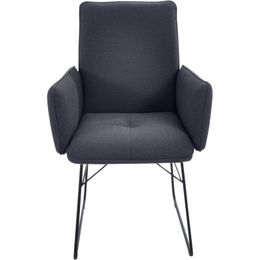 K+w Komfort & Wohnen K+W Komfort & Wohnen Armlehnstuhl () 1 Stk.Drahtkufengestell in Metall schwarz, Griff am R&uuml;cken, Steppung im Sitz blau B/H/T: 61cm x 91cm x 62cm, 1 