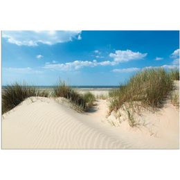 Artland Alu-Dibond-Druck &raquo;D&uuml;ne mit Meeresblick&laquo; Strand 1 Stk. tlg. f&uuml;r Innen- und Au&szlig;enbereich geeignet, Outdoorbild blau B/H/T: 60cm x 40cm, Alu-Dibond-Druck