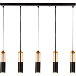 Searchlight H&auml;ngeleuchte &raquo;Merrygold 5Lt Bar Pendant - Black Metal & Amber Acrylic&laquo; GU10 1 Stk. schwarz 5, H: 24cm, 1 Stk.