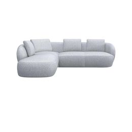 FLEXLUX Ecksofa &raquo;Torino, rund, L-Form, Sofa-Ecke mit Ottomane&laquo; Modernes, organisches Sofa-Design, Kaltschaum, Wellenunterfederung grau 100% Polyester 