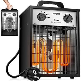 Masko&reg; Elektroheizer Heizl&uuml;fter Bauheizer mit integriertem Thermostat elektrisch Heizger&auml;t mit 3 Heizstufen Heizgebl&auml;se f&uuml;r Innen- und Au&szlig;eneinsatz &Uuml;berlastschutz Elektroheizgebl&auml;se
