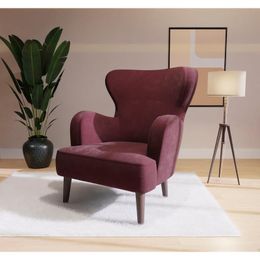 Home Affaire Sessel &raquo;SICILIA&laquo; moderner Ohrensessel rot 100% Polyester Samtoptik, B/H/T: 88cm x 88cm x 64cm