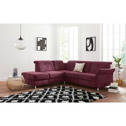 Sit & More sit&more Ecksofa &raquo;Darwin L-Form&laquo; inklusive Federkern, wahlweise mit Kopfteilverstellung, Schlaffunktion rot B/H/T: 249cm x 83cm x 221cm, Luxus-