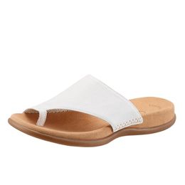 Gabor Damen Zehentrenner , Keilabsatz, Sommerschuh, Dianette mit kontrastfarbiger Stickerei wei&szlig; 36 (3,5)
