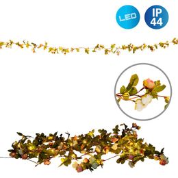 N&auml;ve n&auml;ve LED-Lichterkette &raquo;R&ouml;schen&laquo; wei&szlig;e und rosa Rosenbl&uuml;ten, warmwei&szlig;e LED, L&auml;nge 420cm, Zuleitung 5m bunt Dioden 40 Stk., Gesamtl&auml;nge 9,2m