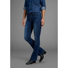 Arizona Damen Bootcut-Jeans &raquo;Ultra-Stretch&laquo; normale Passform, Baby-Bootcut, Used-Look-Waschung blau 48, N-Gr