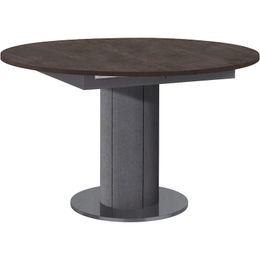 M&auml;usbacher Esstisch rund, Untergestell S&auml;ule grau B/H/T: 130cm x 78cm x 130cm, Mittelauszugmit Klappeinlage, Gestell: Schwarzstahl