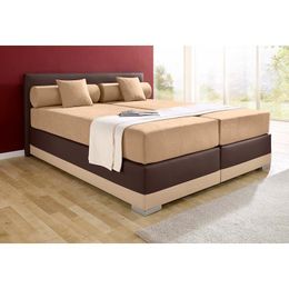 Maintal Boxspringbett &raquo;Lago&laquo; in 3 verschiedenen Matratzenarten, H2 oder H3 braun Bezug Kopteil und seitliche Unterbox wahlweise Microvelours aus 100% 