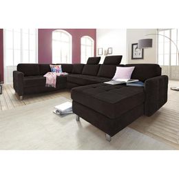 Sit & More sit&more Wohnlandschaft &raquo;Pablo U-Form&laquo; wahlweise mit Schlaffunktion und Bettkasten schwarz Struktur (100% Polyester);Kunstleder SOFTLUX ;Luxus-