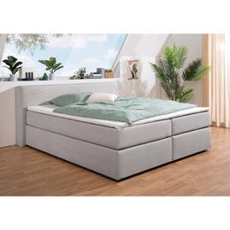 Home Affaire Boxspringbett &raquo;&Aring;by&laquo; In Cord Bezug, wahlweise mit und ohne Matrazte erh&auml;ltlich grau Cord inkl. Matratze/inkl. Topper, Liegefl&auml;che B/L: 